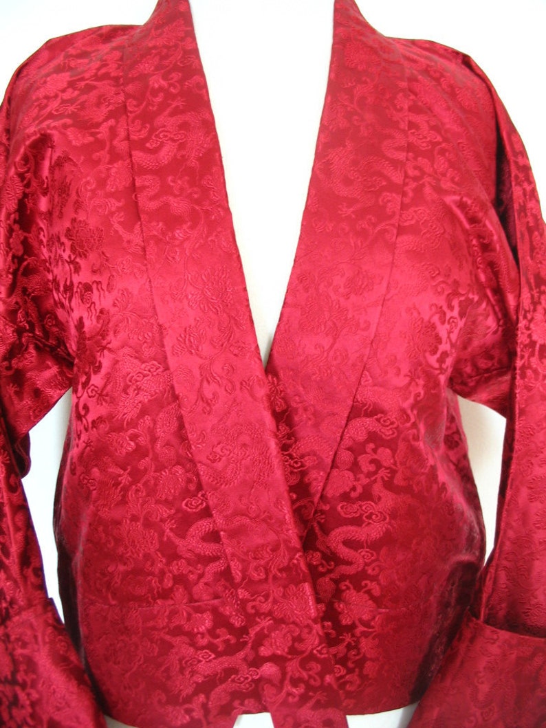 Gorgeous Scarlet Satin Damask Cropped Dragon Jacket Size M - Etsy