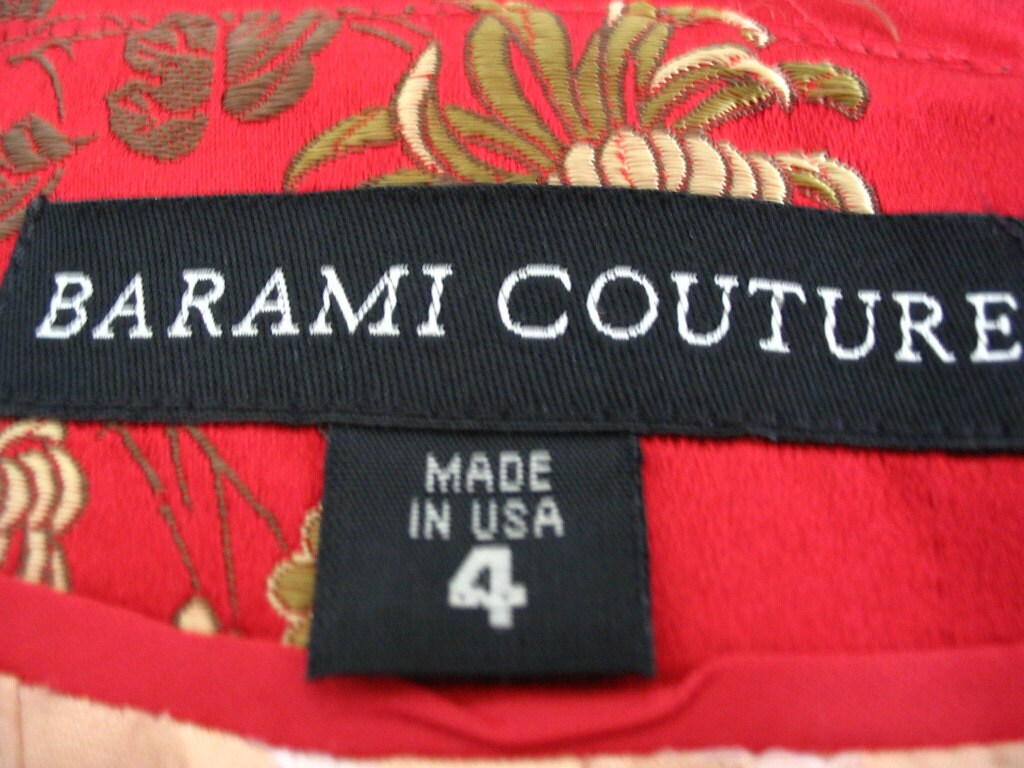 Barami Couture Red Gold Green Brocade Spider Mum Bamboo Floral Vest ...