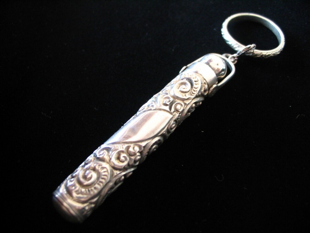 Antique Sterling Silver Repousse Telescoping Pencil Pendant - Etsy