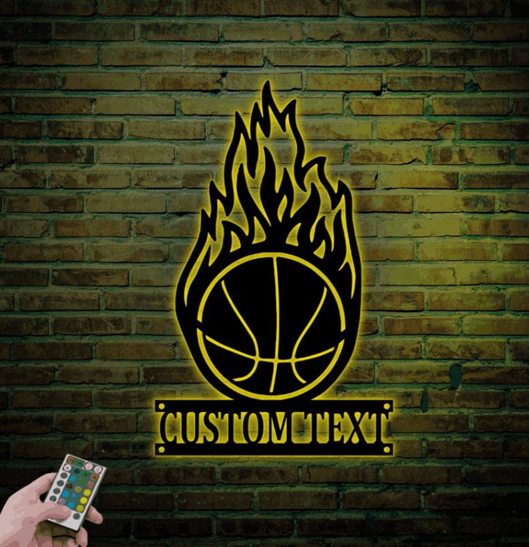 Personalized Basketball Metal Sign With LED Lights, Basketball Player ...