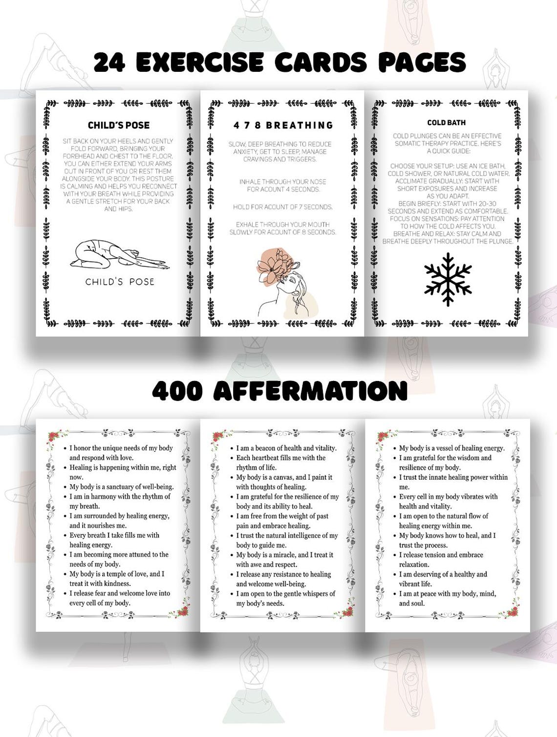 Somatic Exercise Book: Yoga Poses, Affirmations, and Card Style for ...