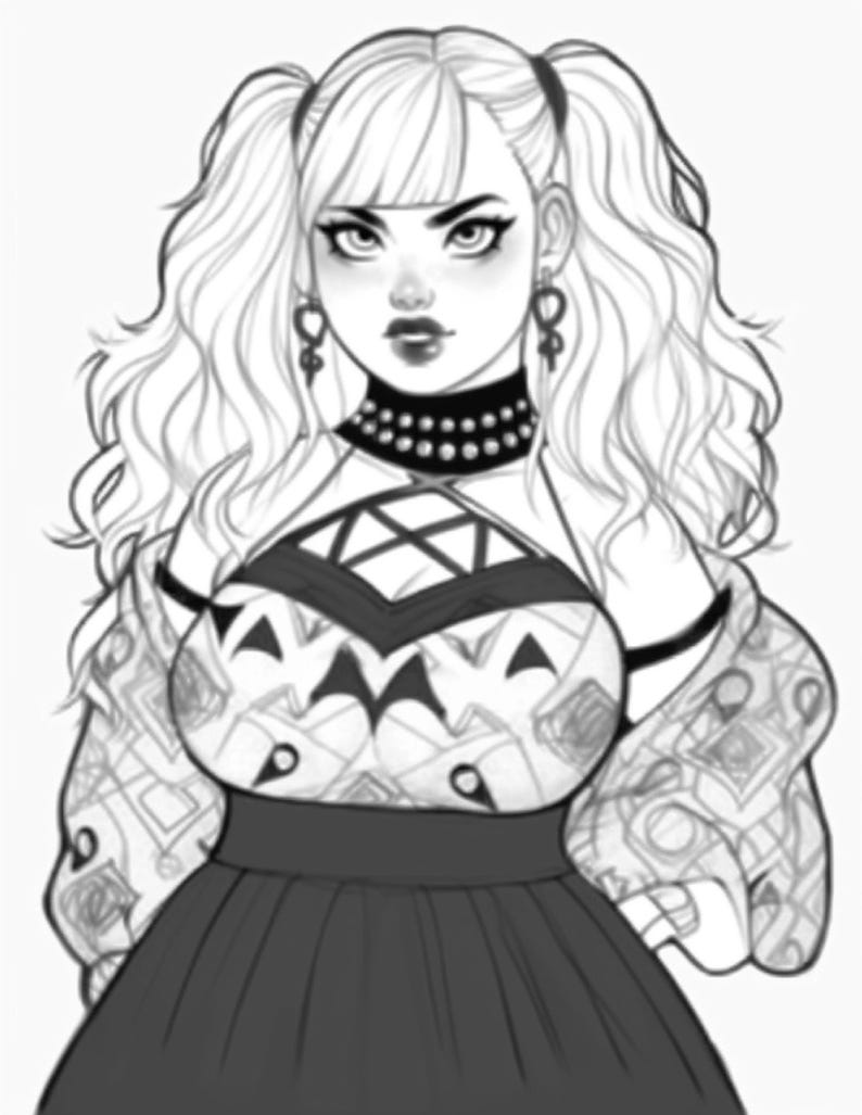 Pink & Black Goth Girl Coloring Book: Dark and Cute Designs Featuring ...