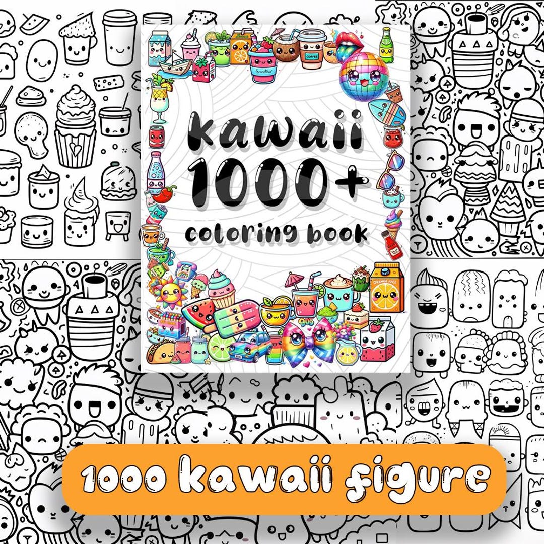1000+ Easy Kawaii Characters Coloring Book: Ultimate Relaxation and ...