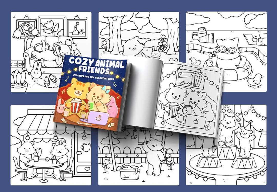 Cozy Animal Friends Coloring Book: Relaxing and Fun Illustrations of ...