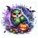 Witchy Owl Clipart: Halloween Fantasy Animal With Pumpkins (JPEG ...