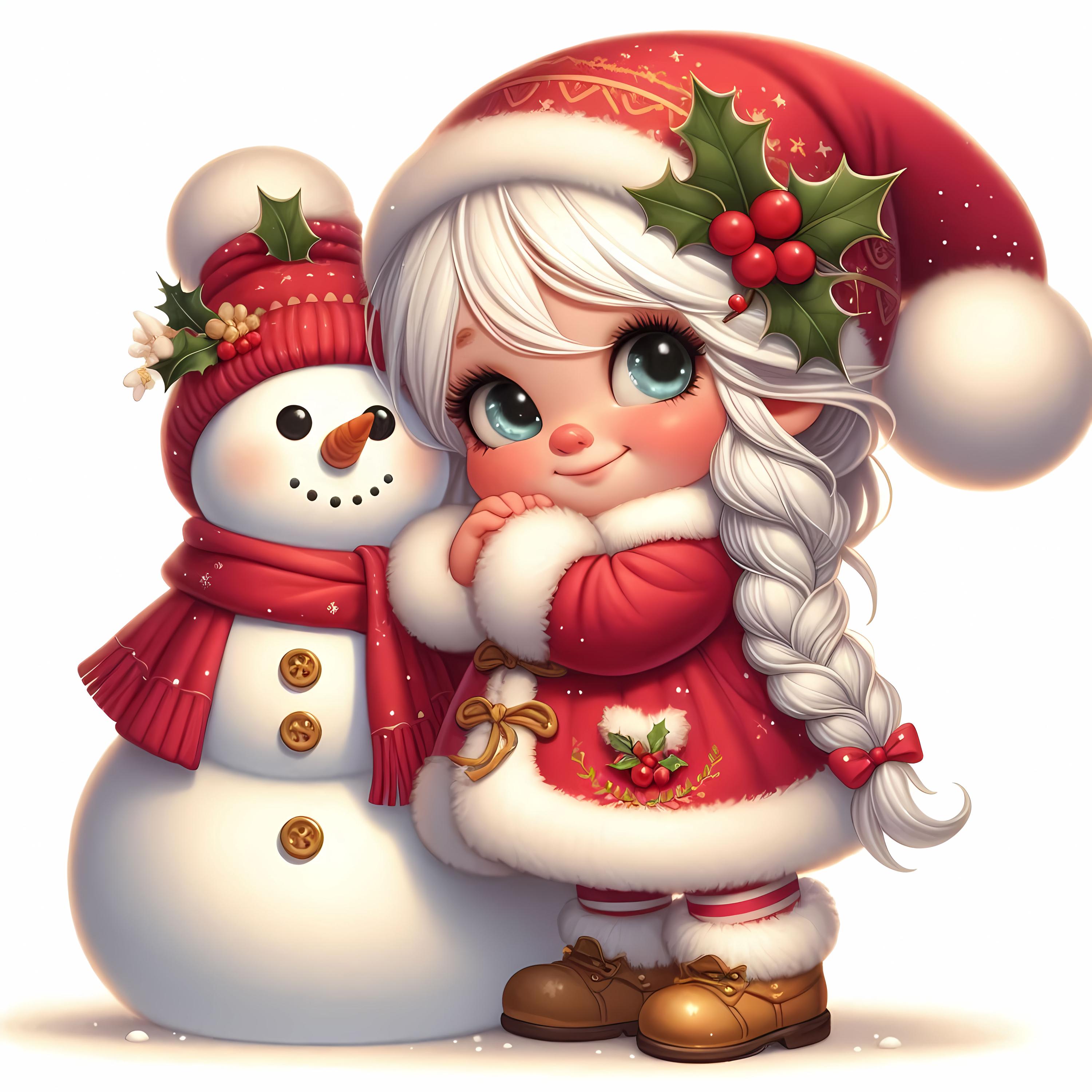 Snowman Gnome Clipart | 10-premium Jpgs | Christmas Cute Girl Holiday ...