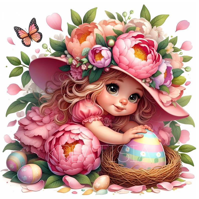 Spring Gnome Clipart | 10-JPG 300DPI | Easter Bunny Gnome, Peony ...