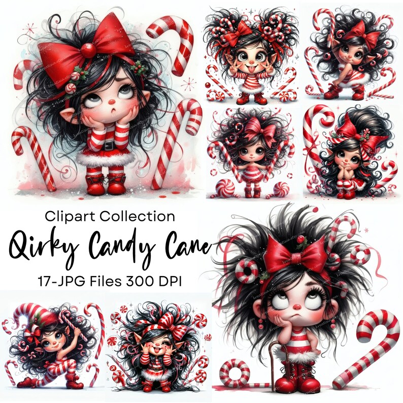 Quirky Candy Cane Clipart: Funny Christmas, Adorable Winter, Cute ...