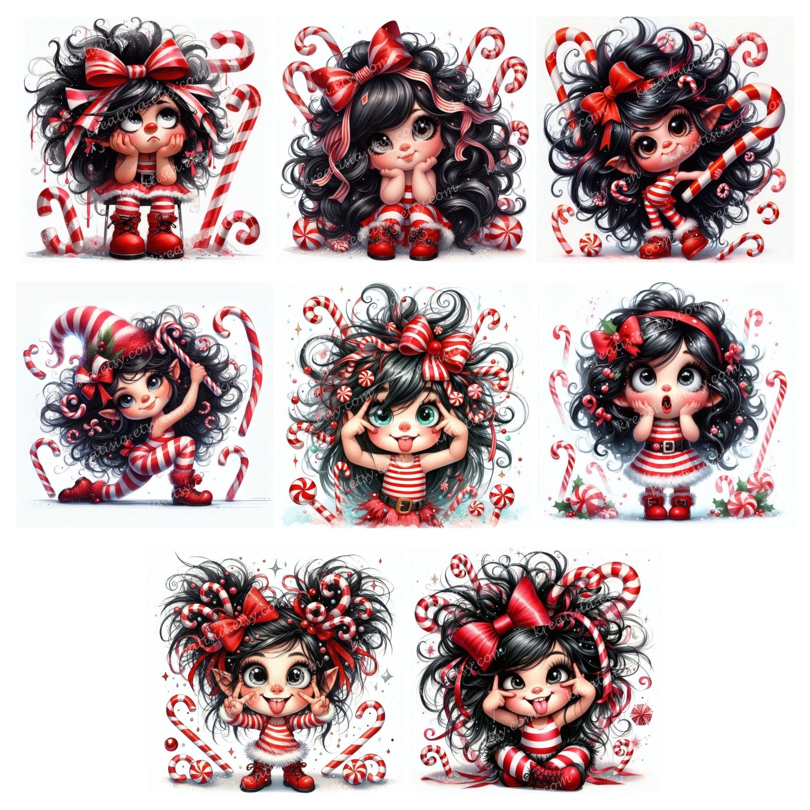 Quirky Candy Cane Clipart: Funny Christmas, Adorable Winter, Cute ...