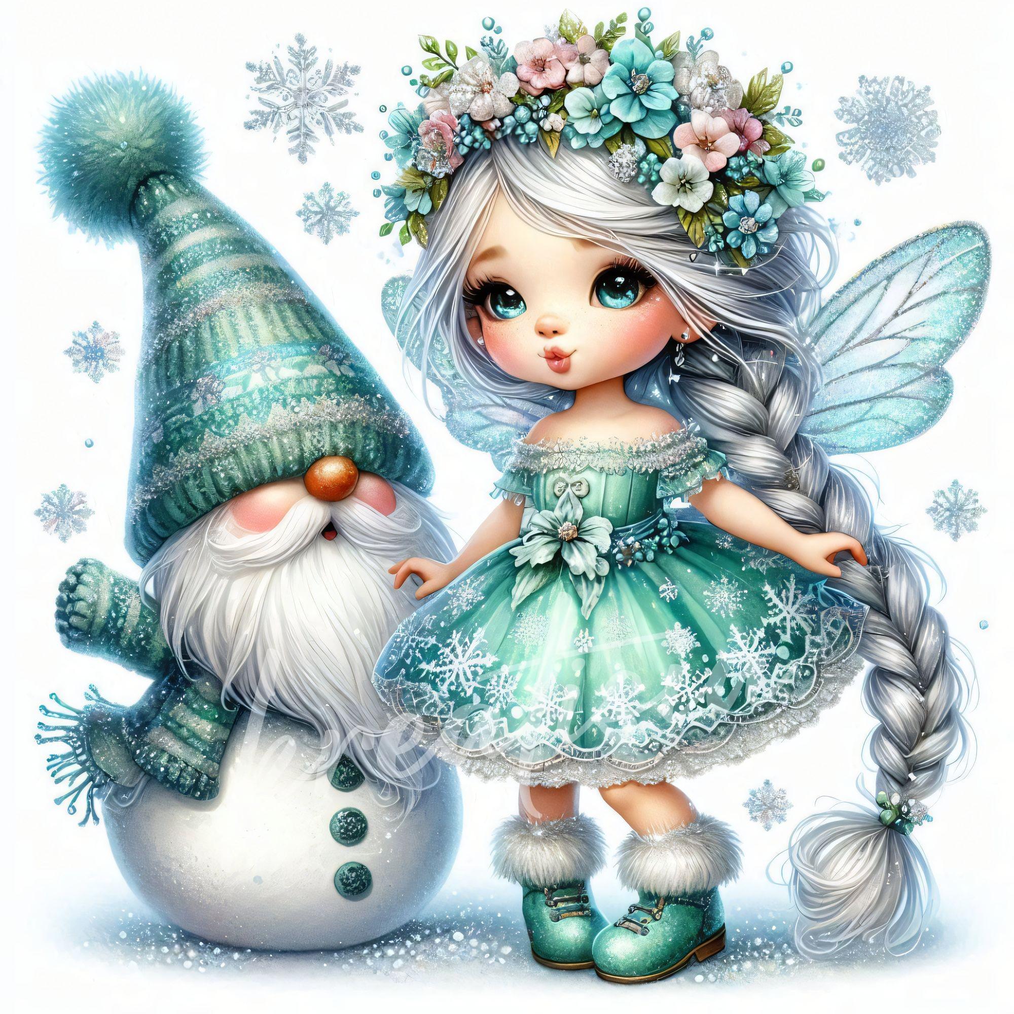 Winter Fairy Clipart Christmas Scrapbooking Watercolor Snowman Adorable ...