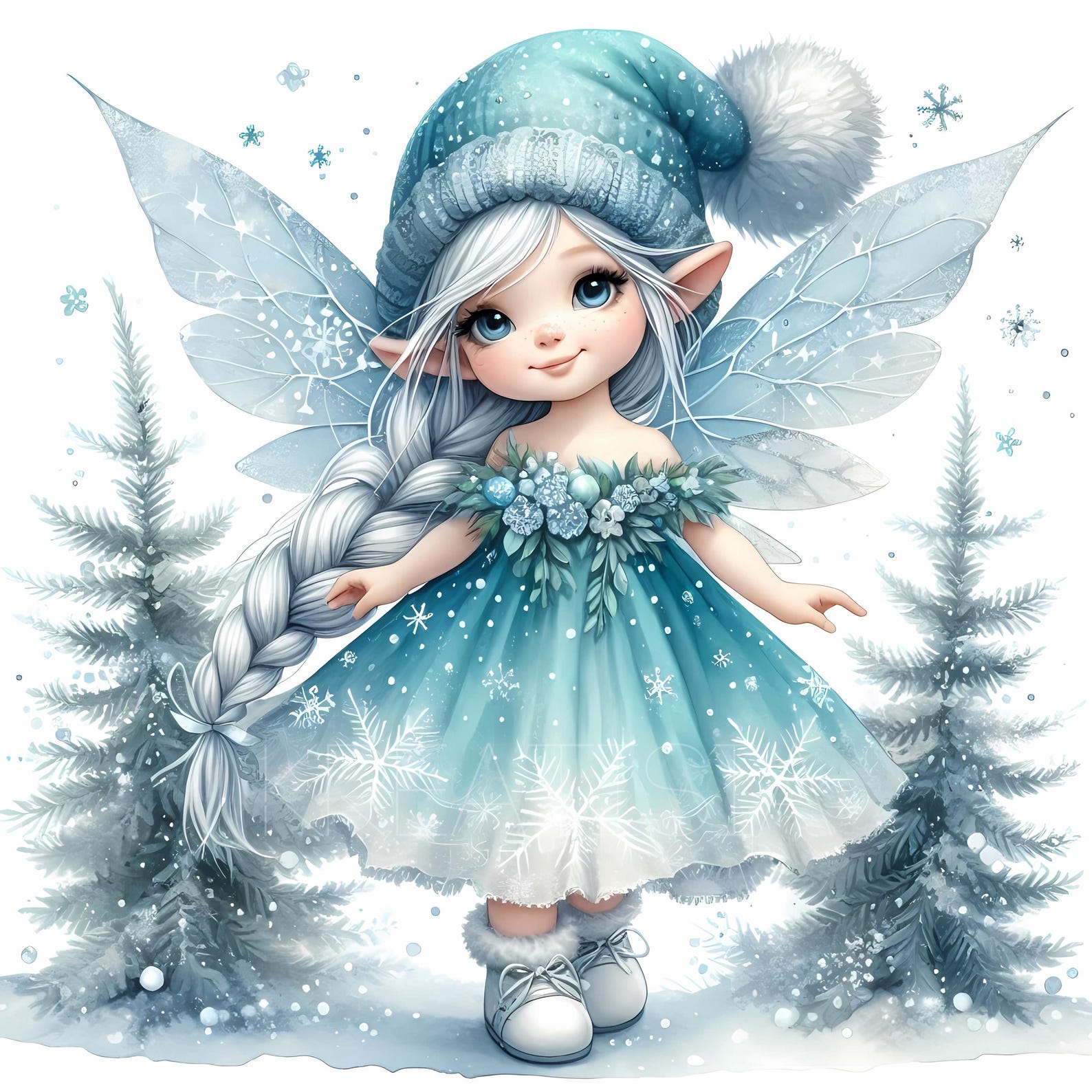 Whimsical Snowflakes Fairy Gnomes Clipart | 10-premium Jpegs 300 DPI ...