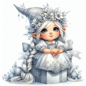 Winter Princess Fairy Gnome Clipart 10-premium Jpegs 300DPI Whimsical ...
