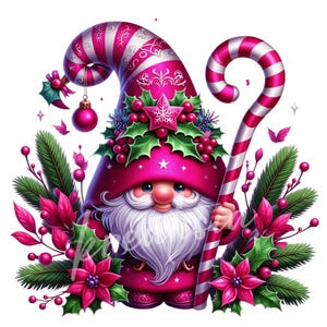 Pink Gnomes Christmas Clipart: Set of 13-pngs Holiday Illustration for ...