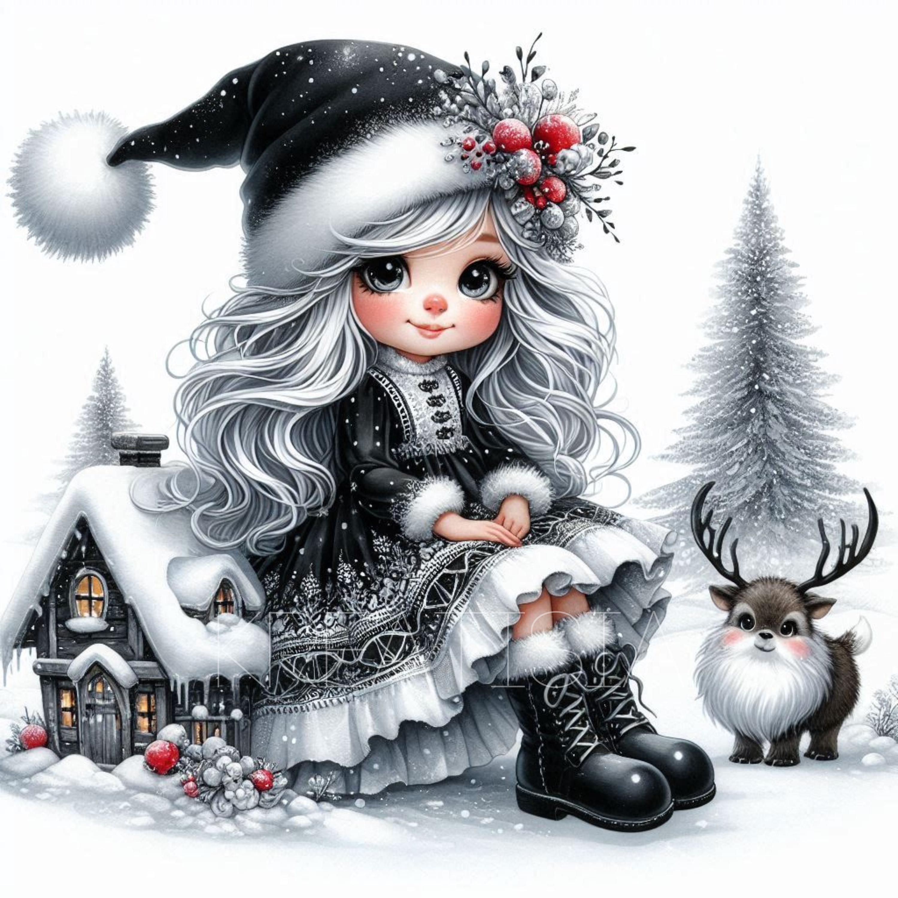 Snow Fairy Doll Gnome & Reindeer Clipart | 10-premium Jpgs 300DPI ...