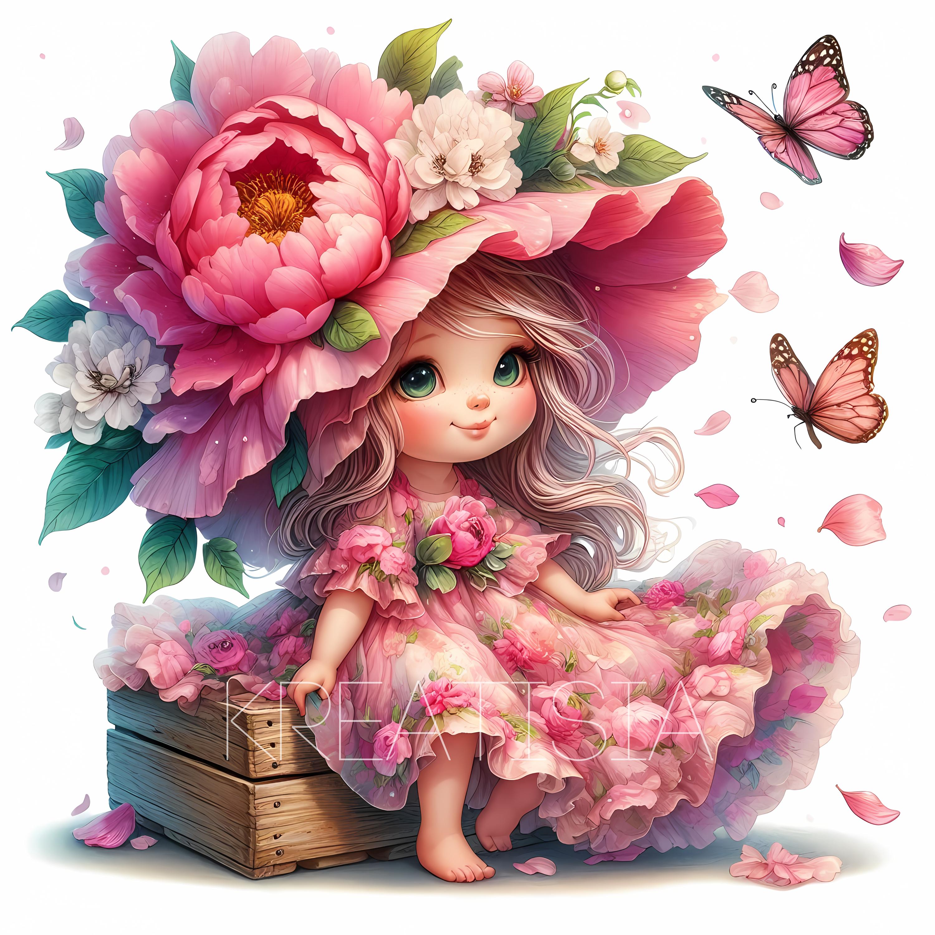 Spring Gnome Clipart | 10-JPG 300DPI | Easter Bunny Gnome, Peony ...