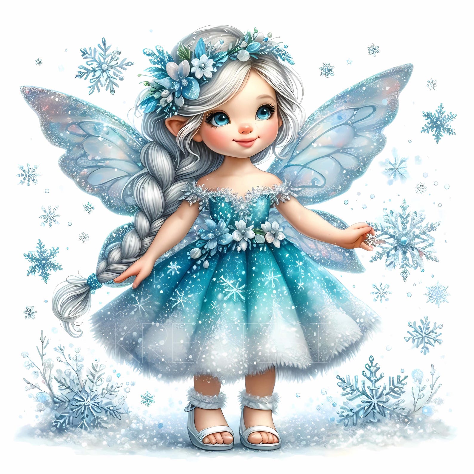 Whimsical Snowflakes Fairy Gnomes Clipart | 10-premium Jpegs 300 DPI ...