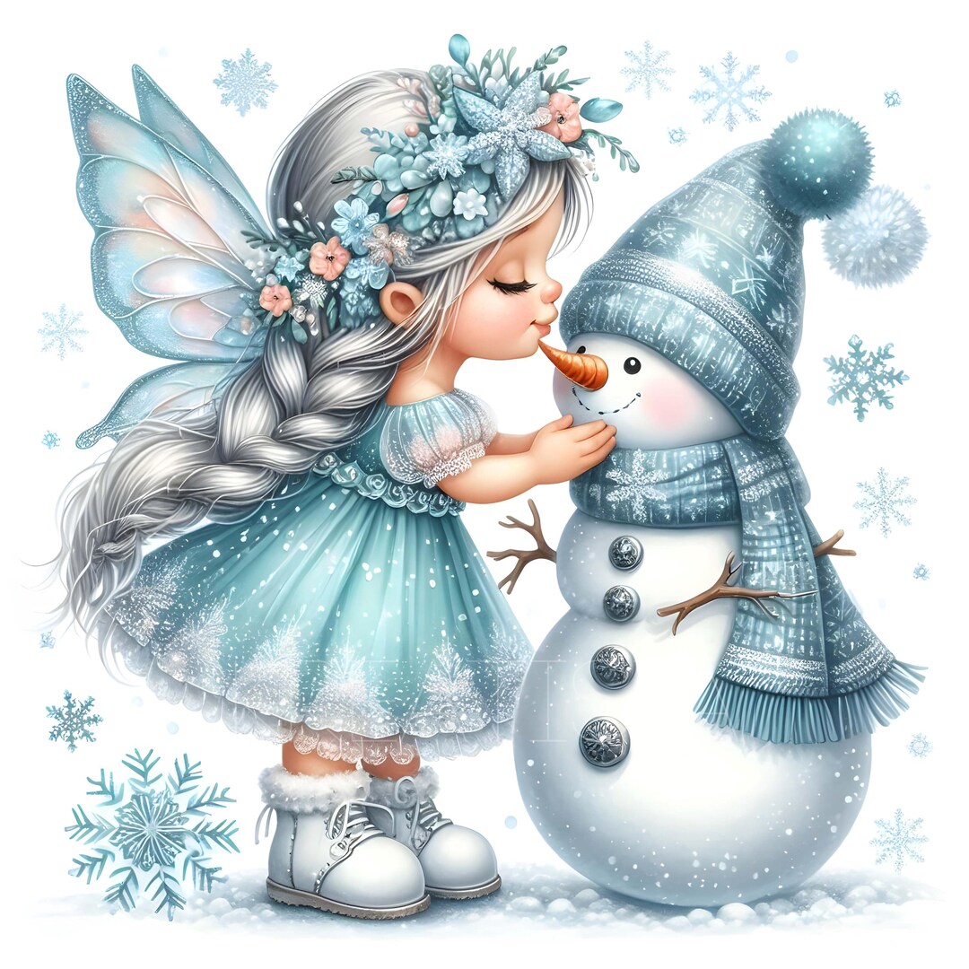 Whimsical Snowflakes Fairy Gnomes Clipart | 10-premium Jpegs 300 DPI ...