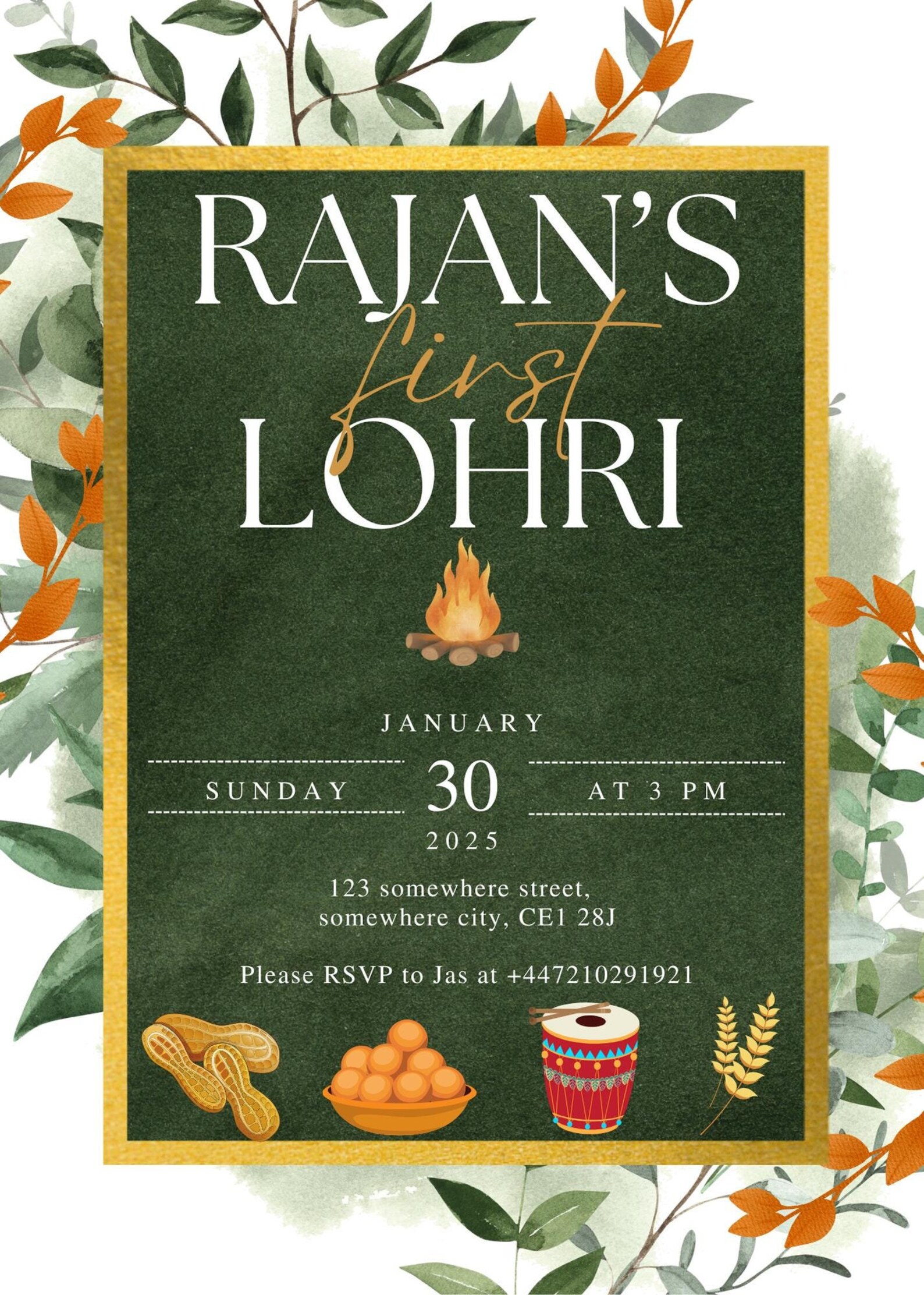 Personalised First Lohri Invitation Card - Digital Invite Only - Etsy