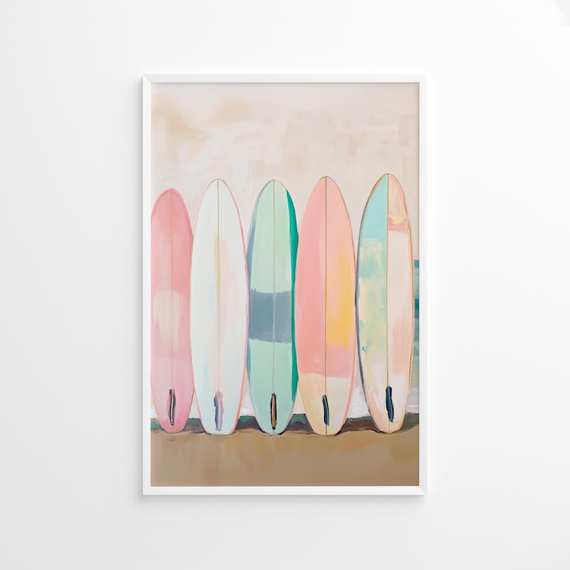 Pastel Surf Board Print - Etsy