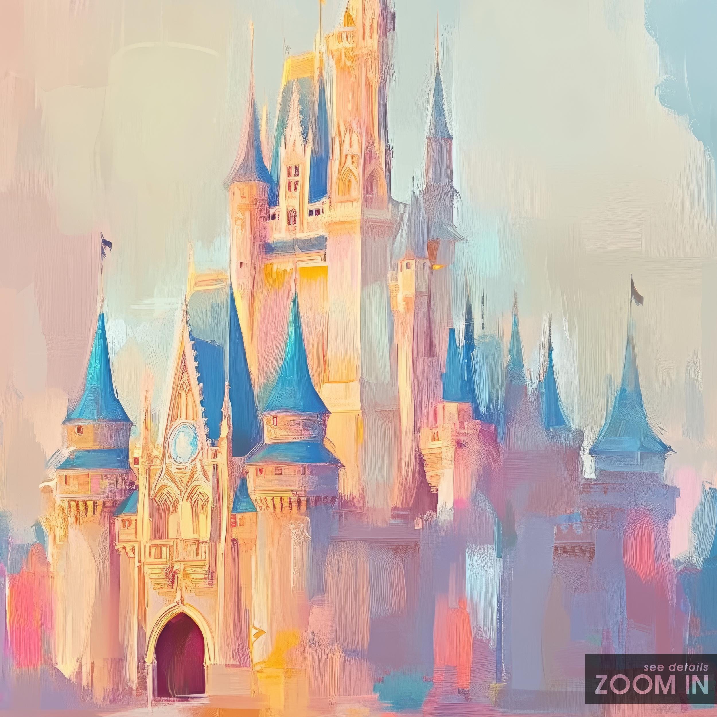 Pastel Castle Painting Poster, Fantasy Wall Art, Kid’s Room Poster ...