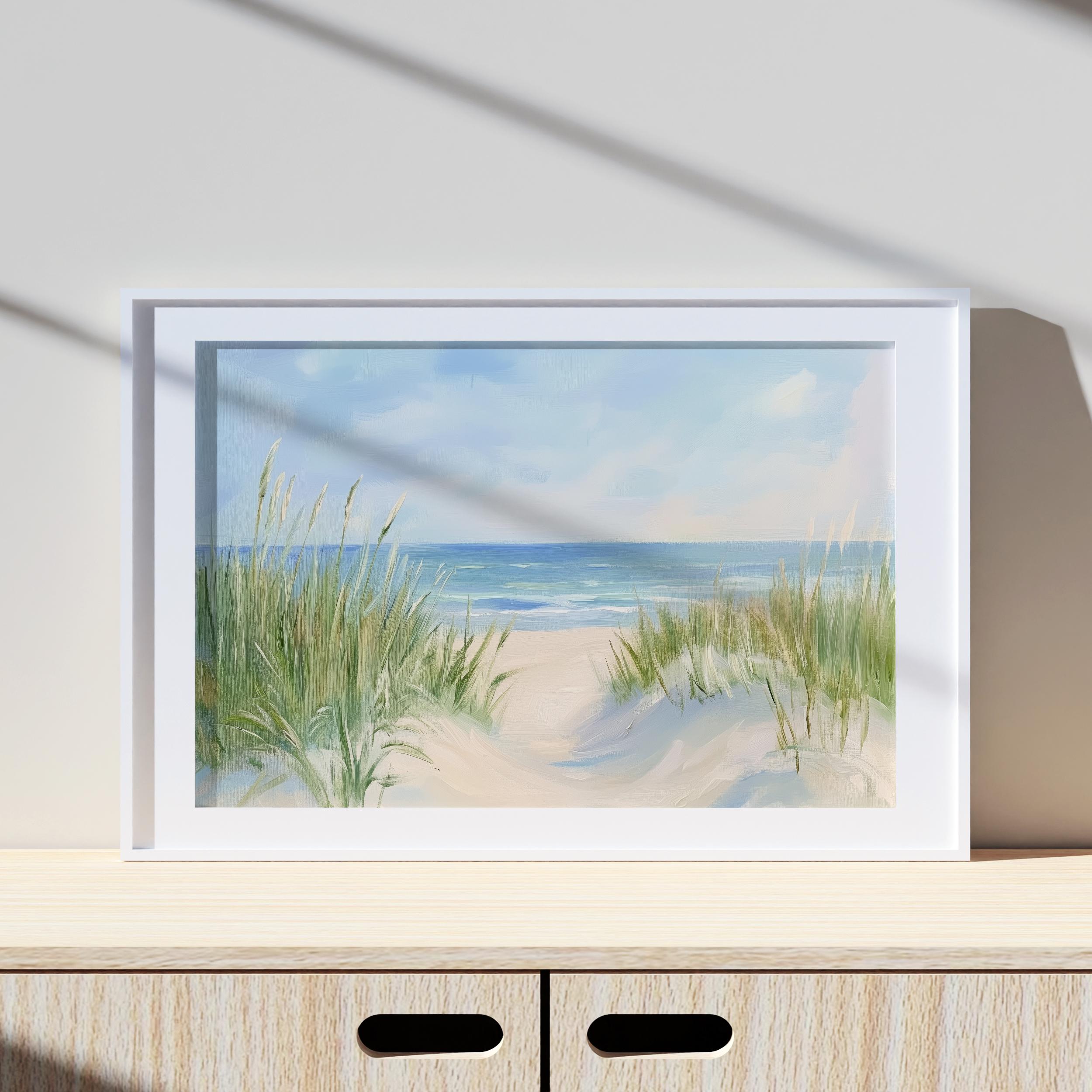 Beach Grass Pathway Poster, Serene Coastal Landscape Wall Art, Pastel ...