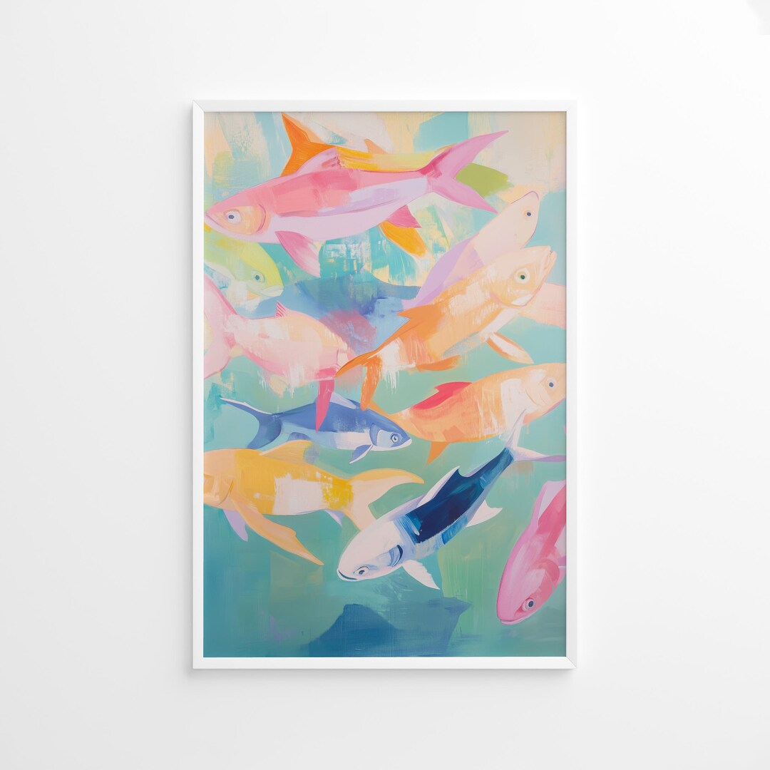Colorful Fish Poster, Coastal Wall Decor, Vibrant Beach House Art ...