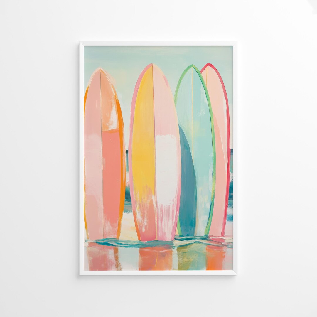 Colorful Surfboards Poster, Beach House Wall Art, Coastal Summer Decor ...