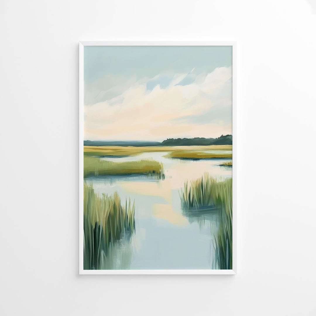 Summer Marsh Landscape Poster, Carolina Lowcountry Wall Art, Pastel ...