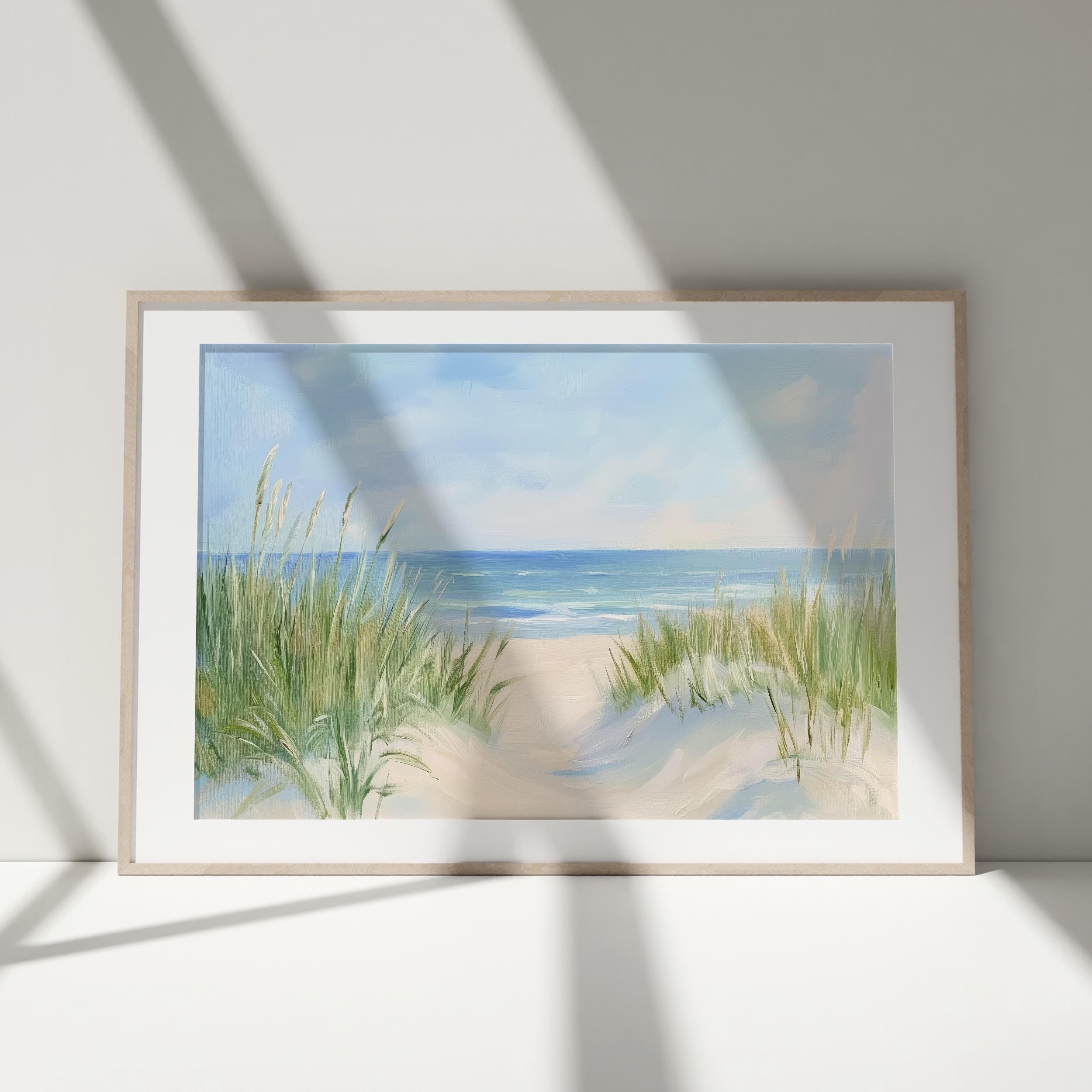 Beach Grass Pathway Poster, Serene Coastal Landscape Wall Art, Pastel ...