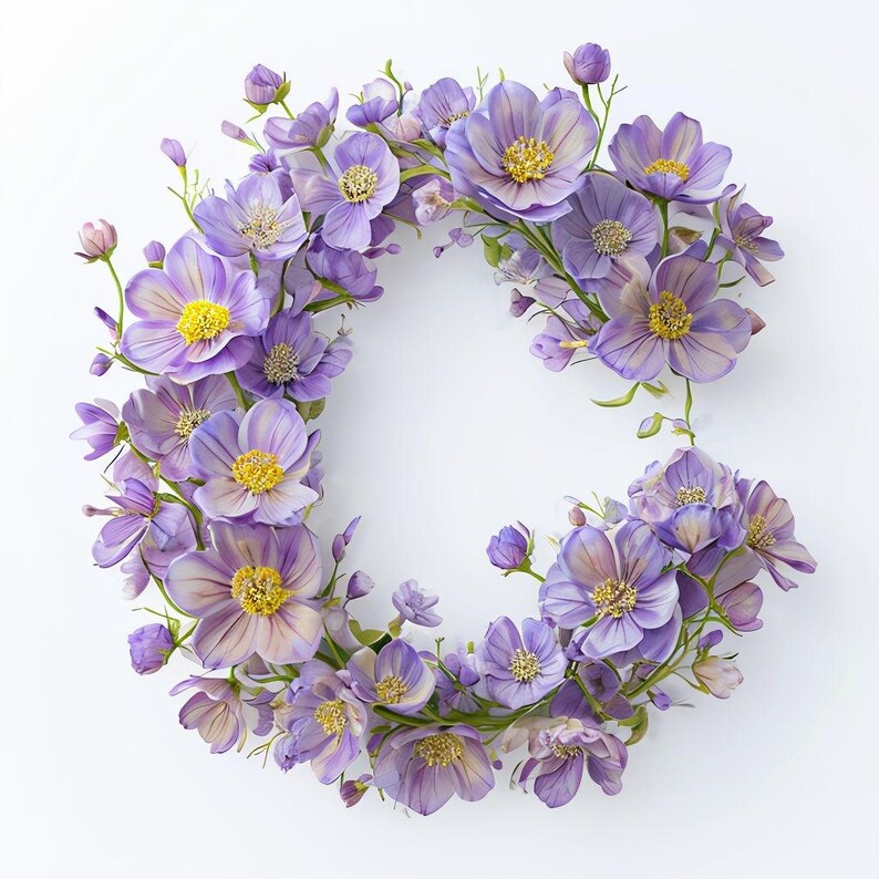 Purple Flower C Monogram - Etsy