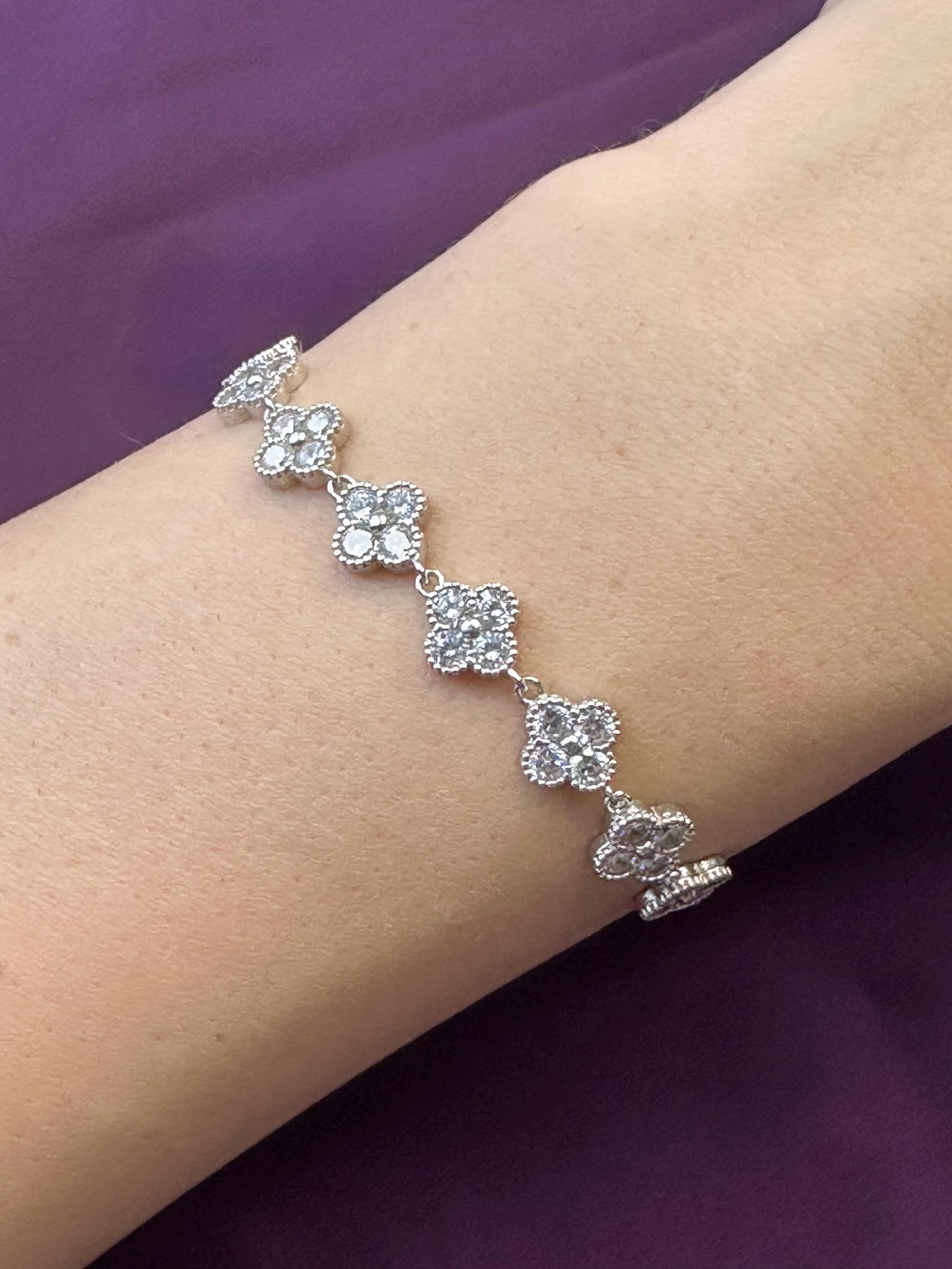 Silver Clover Bracelet, Van Cleef Model Bracelet for Women, Dainty ...
