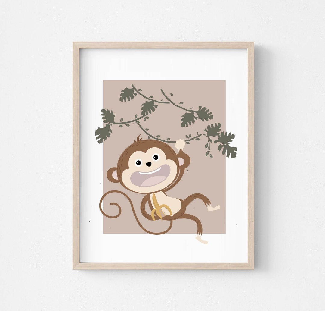 Adorable Printable Monkey Poster for Kids Affiche Imprimable Adorable ...