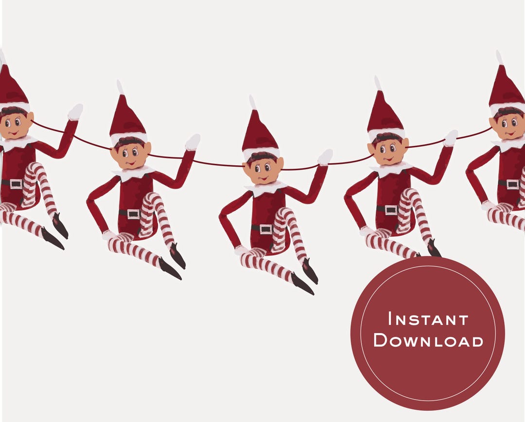 Printable Elf Garland DIY Christmas Decoration, Cheeky Elf Banner for ...