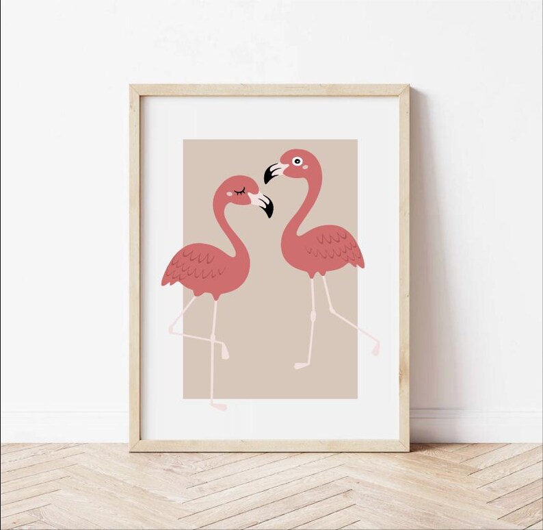 Printable Pink Axolotl, Flamingo and Octopus Set Cute Kids Room Wall ...