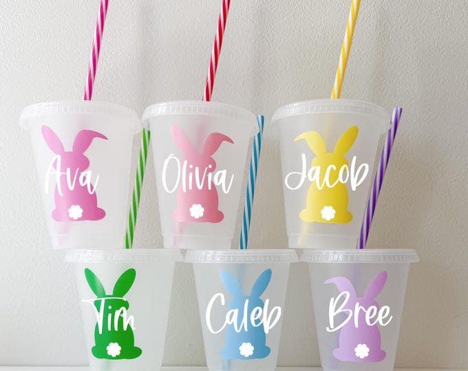 Children’s Personalised Easter Cup, Reusable Cold Cup, Cup With Lid and ...