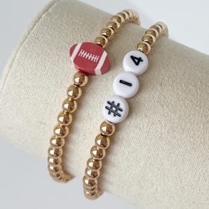 Football Beaded Bracelet, Game Day Bracelet, Jersey Number Bracelet ...