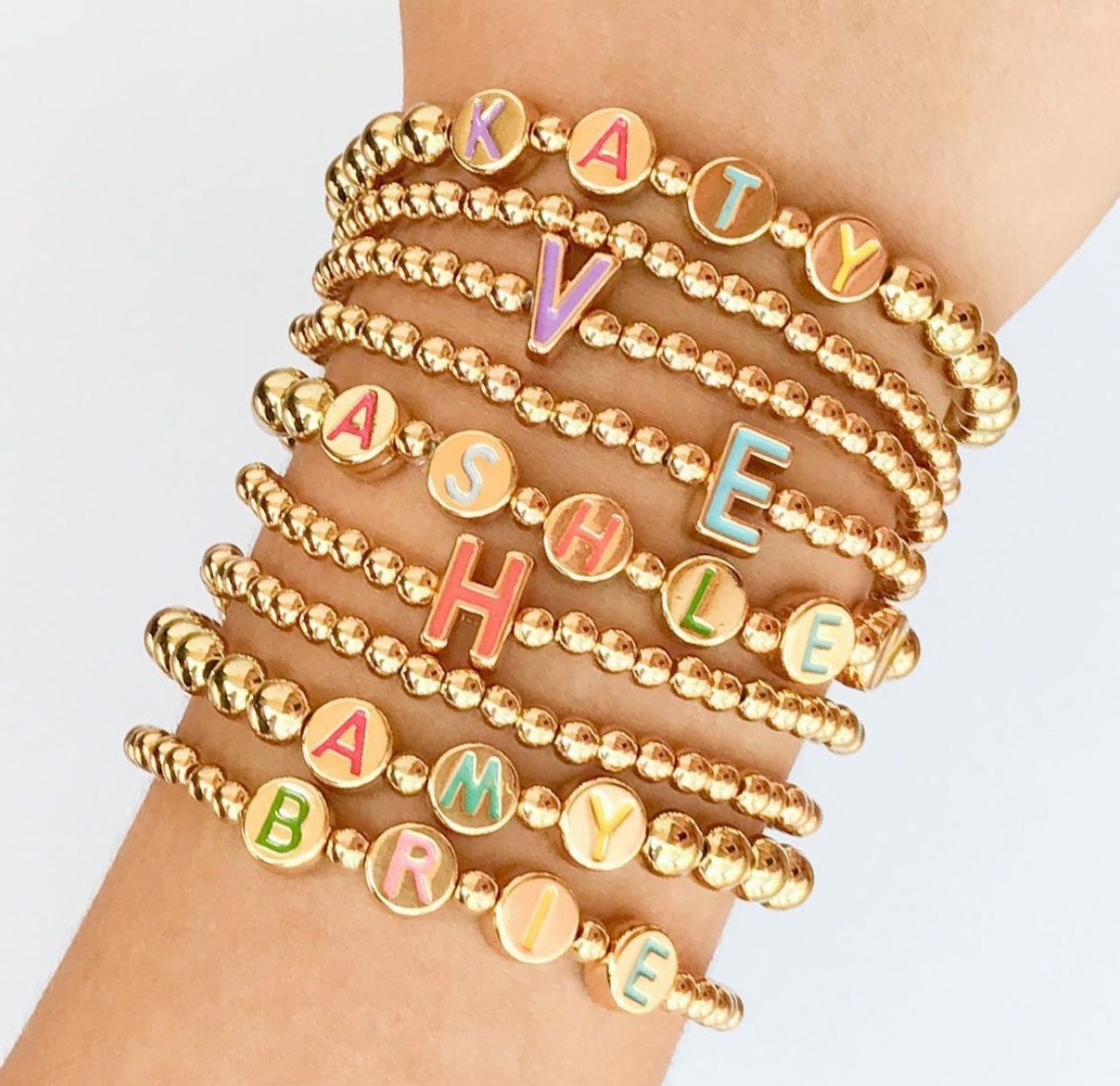 Name Bracelets, Personalized Gold Name Bracelets for Teens, Women, Mom ...