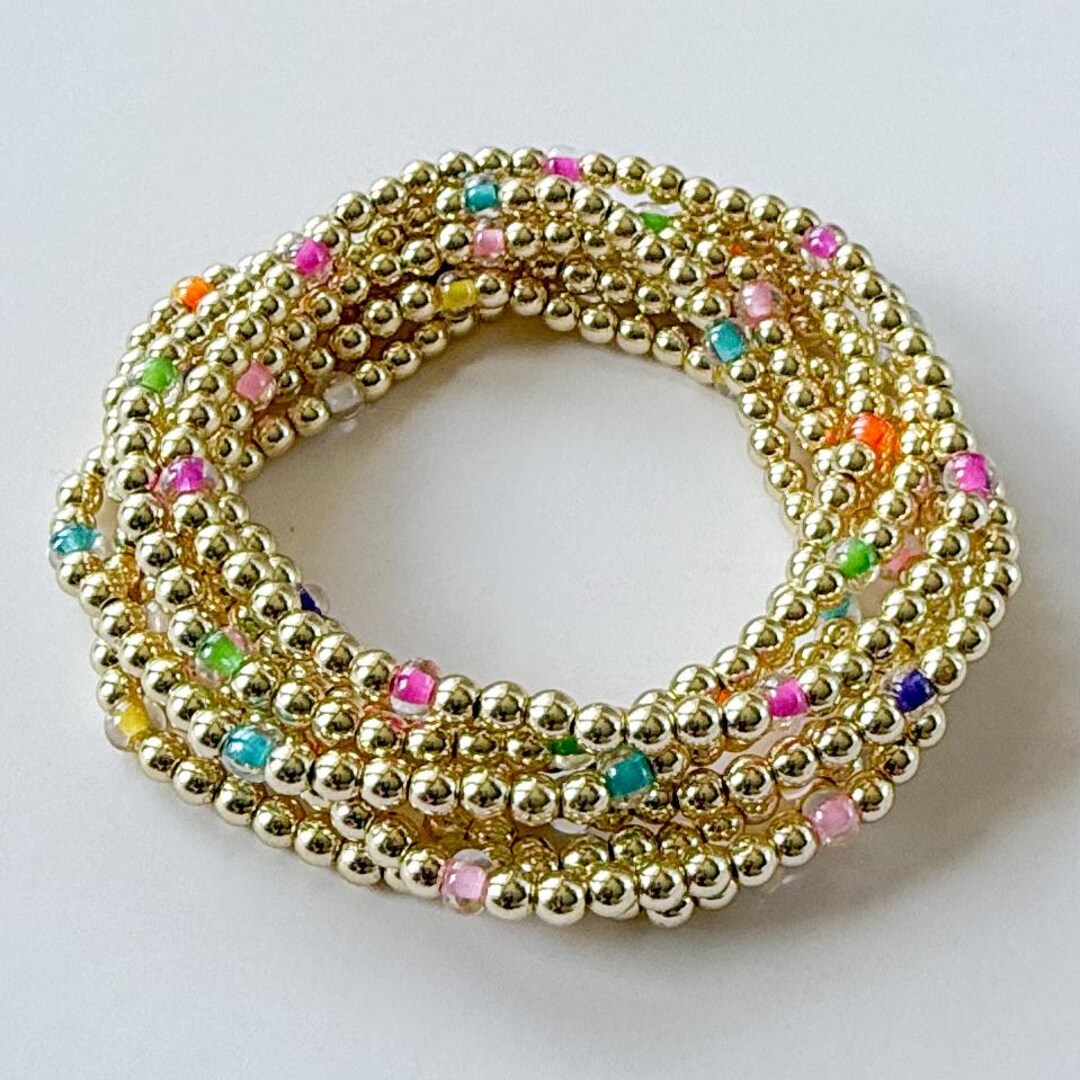 14k Gold Filled Gold Beaded Bracelet, Easter Gifts for Teen, Tarnish ...