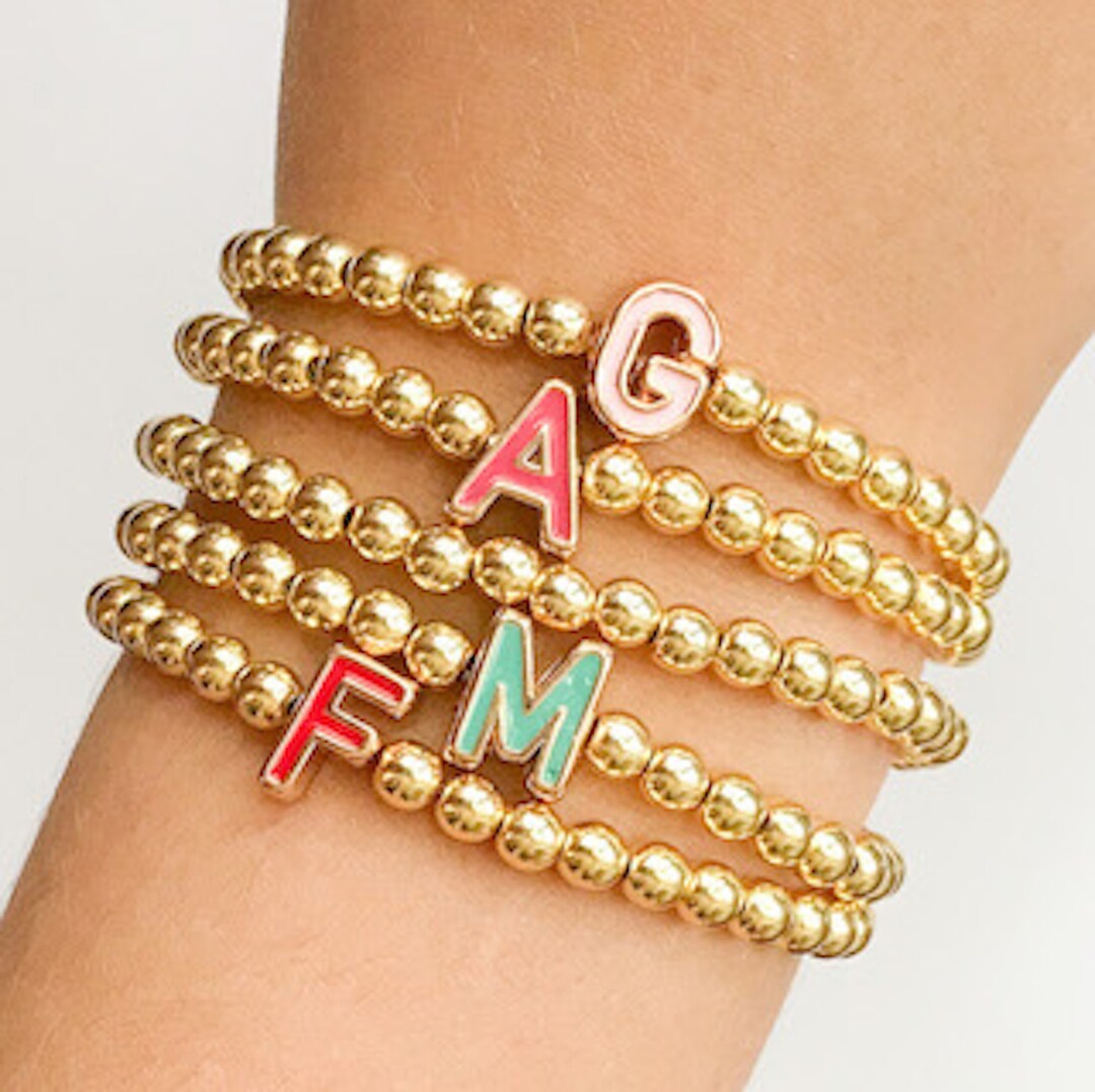 Letter Bracelets, Initial Bracelets, Beaded Bracelets, Stackable ...