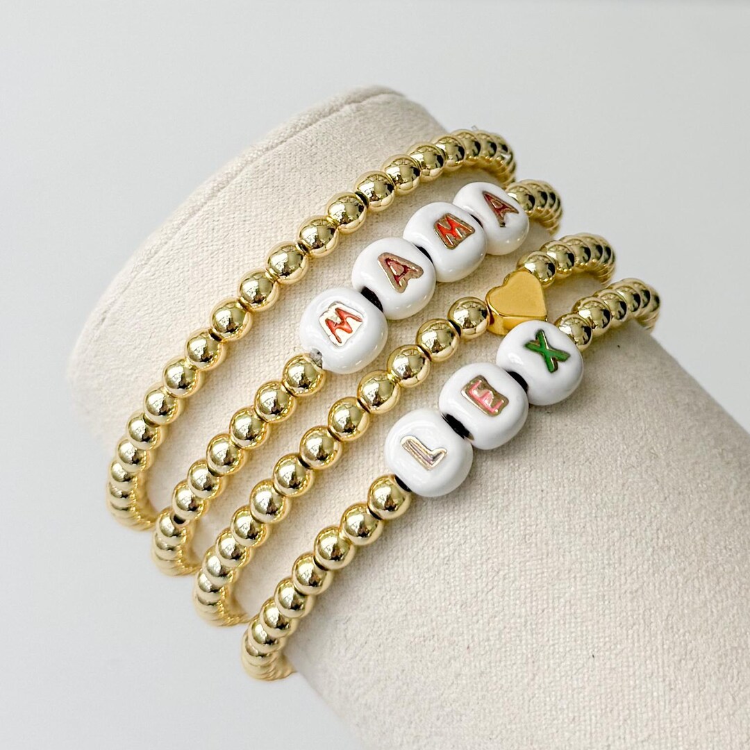 Personalized Gold Beaded Bracelets, Custom Gold Beaded Bracelets ...
