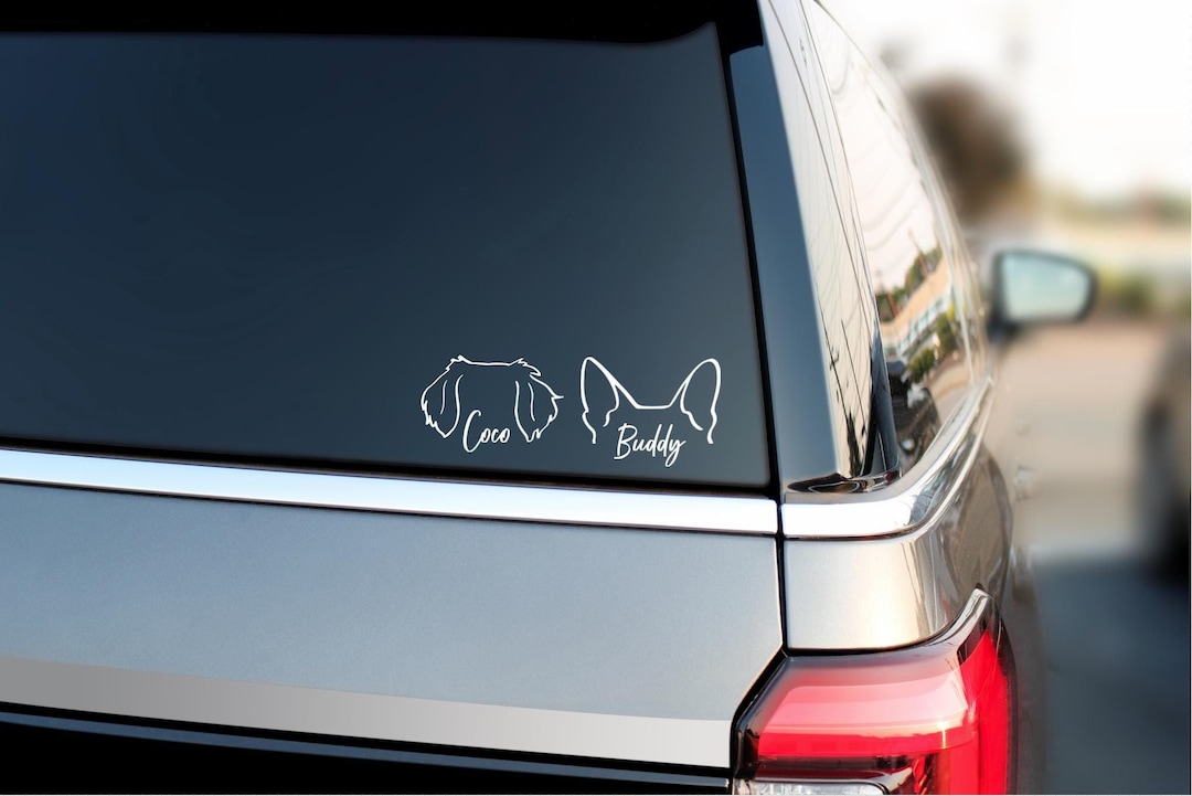Dog Ear Car Decal, Custom Dog Sticker, Dog Vinyl Decal, Dog Mom Car ...