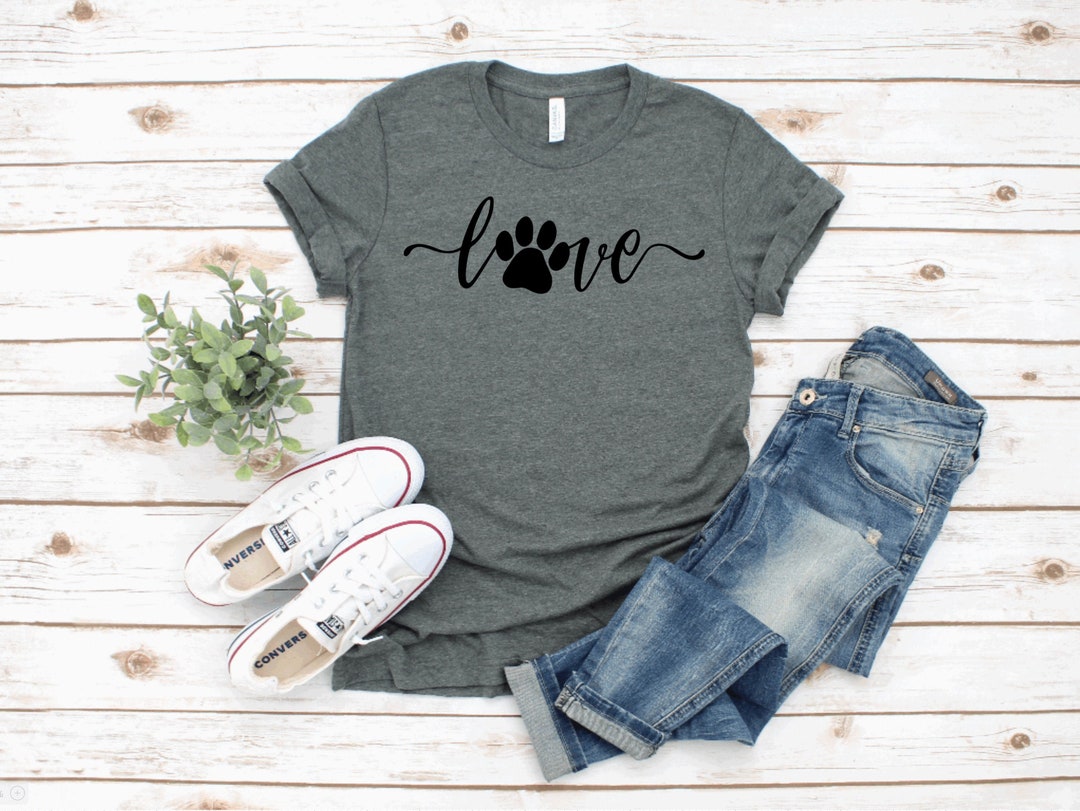 Love Dog T Shirt Dog Lover T Shirt T Shirt Paw Print Dog Lover Vinyl T ...