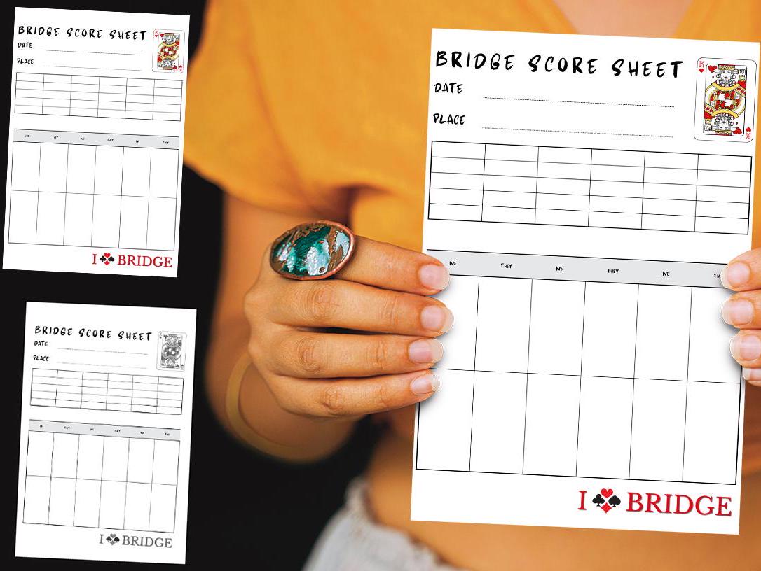 Printable Contract Bridge Game Score Sheet | Downloadable Bridge Score ...