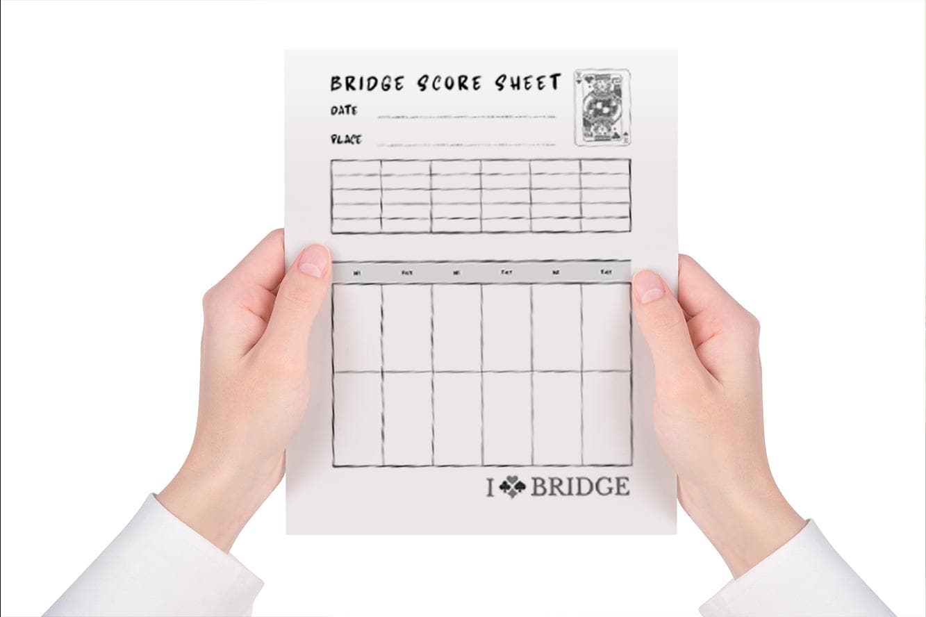 Printable Contract Bridge Game Score Sheet | Downloadable Bridge Score ...