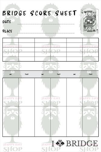 Printable Contract Bridge Game Score Sheet | Downloadable Bridge Score ...