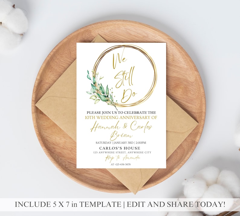Editable 10th Wedding Anniversary Invitation, We Still Do Invitation ...