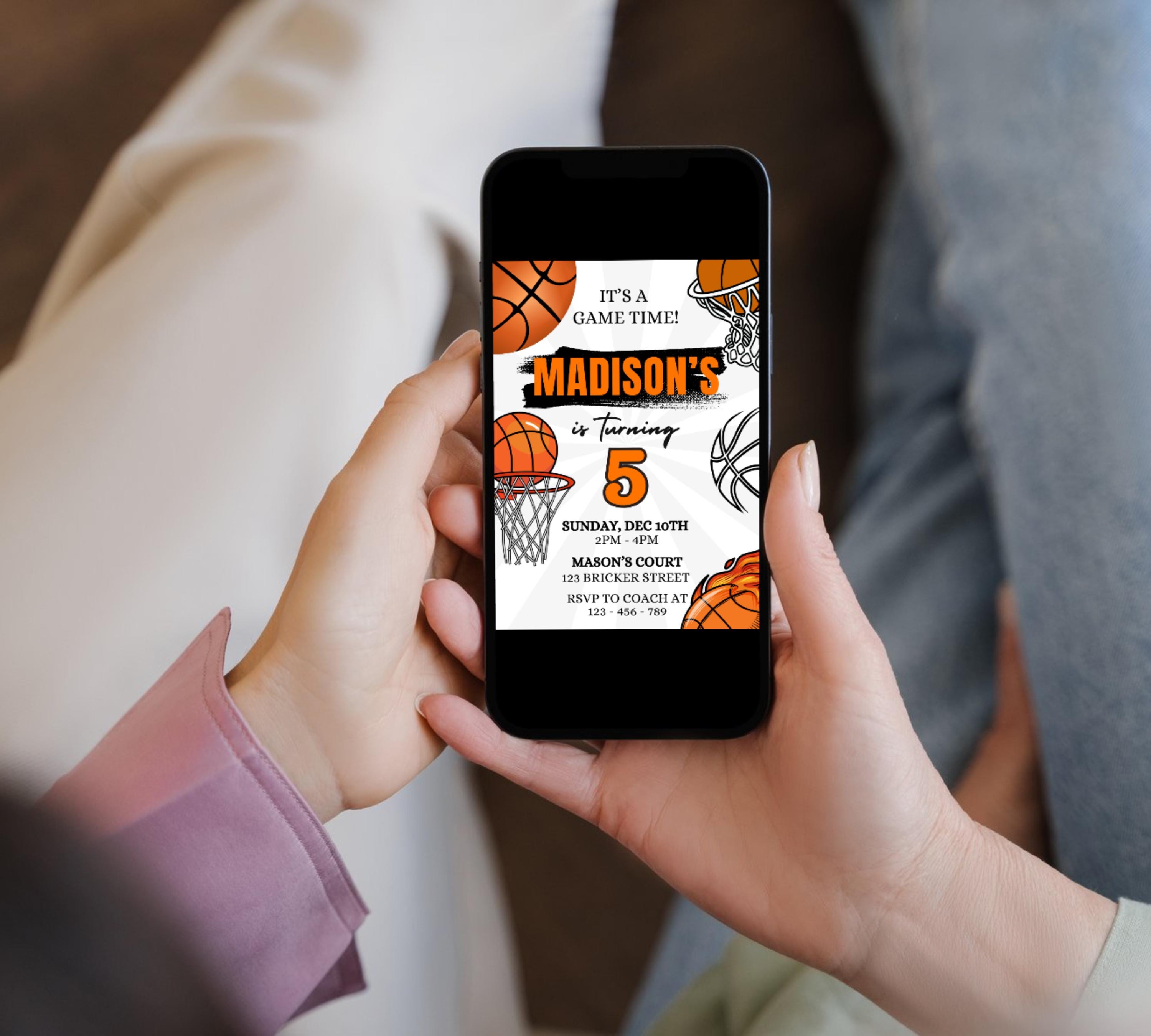 Editable Basketball Birthday Invitation Template, Basketball Theme ...