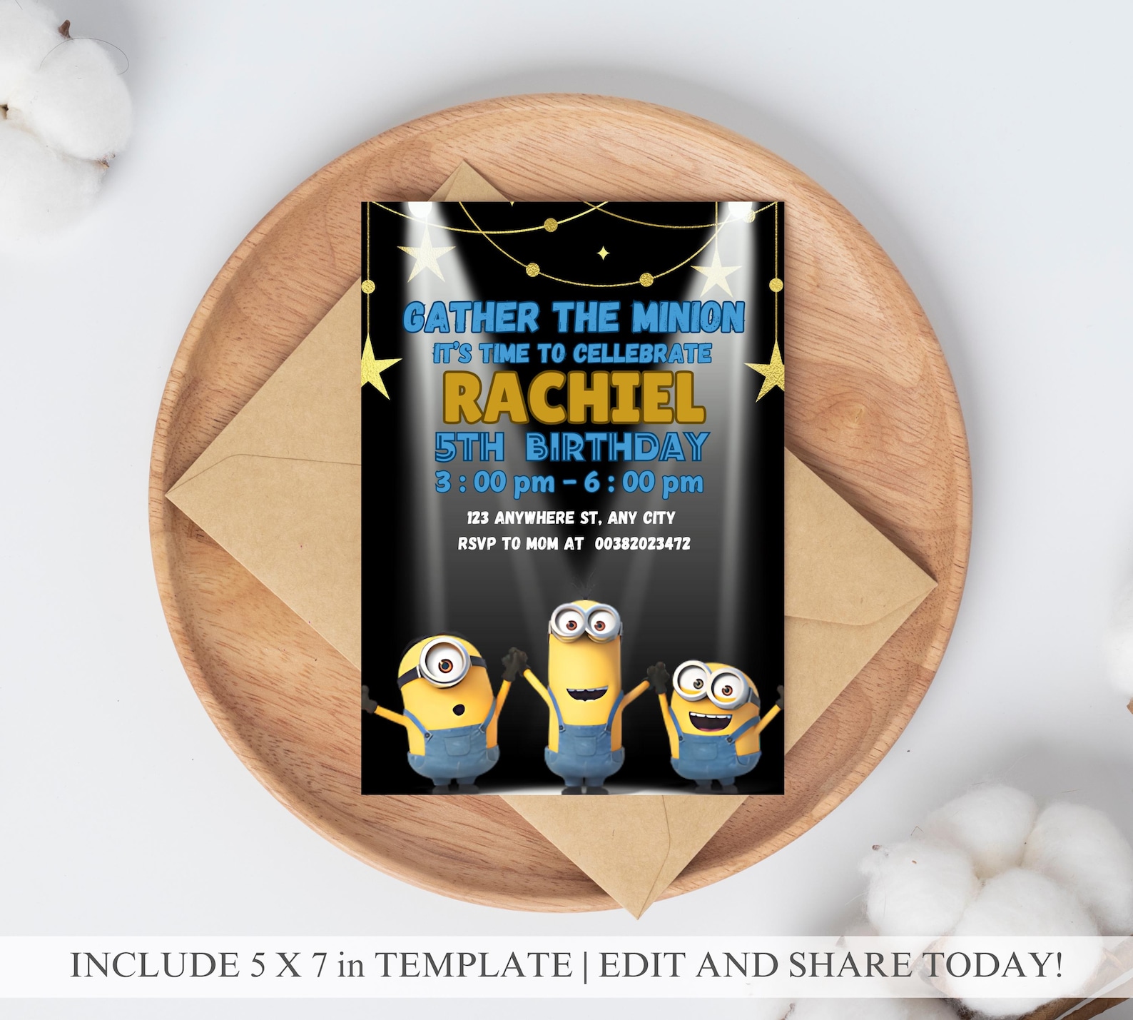 Editable Minion Birthday Invitation Template, Minions Birthday Party ...