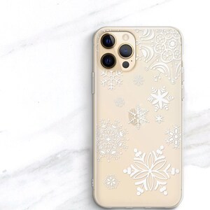 White Snowflakes iPhone Case Clear iPhone 15 14 13 Pro Max - Etsy