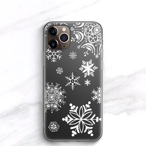 White Snowflakes Iphone Case Clear Iphone 14 13 Pro Max 11 - Etsy